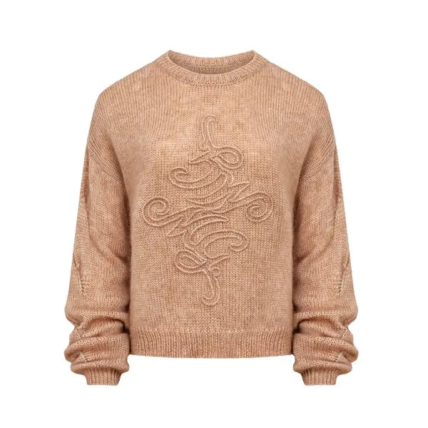 MANDRAGORA Neutrals Wool And Baby Alpaca Sweater In Caramel Colour With Logo Vero - Brown