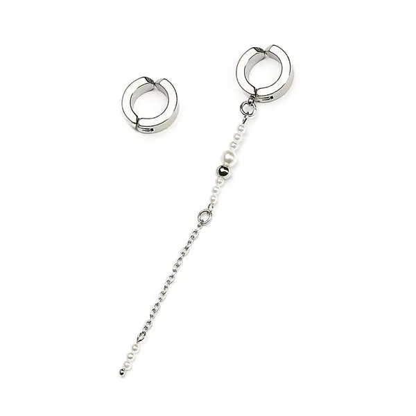 KIREI Riot Ear Cuff – Stainless Steel & Shell Pearls - Silver