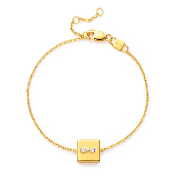 KOUREE It's All For You' Fixed Charm Bracelet Vermeil With White Topaz - Gold
