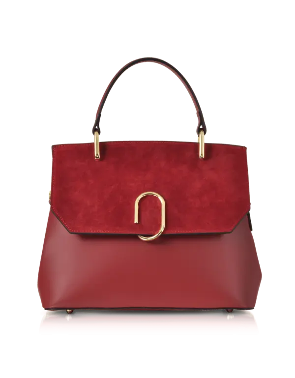 LE PARMENTIER Thais Suede & Leather Satchel Bag - Red