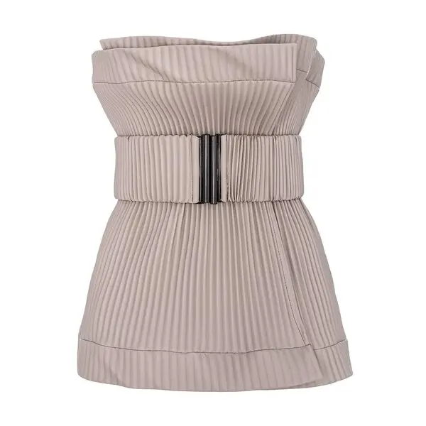 SILVIA SERBAN Neutrals Beige Pleated Eco-leather Belt - Beige/black