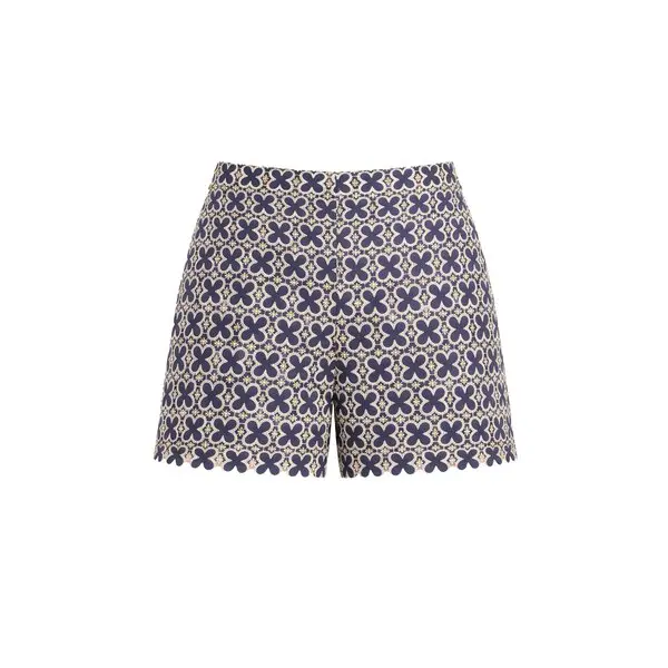 MAVLO Violet Embroidered Shorts - Blue