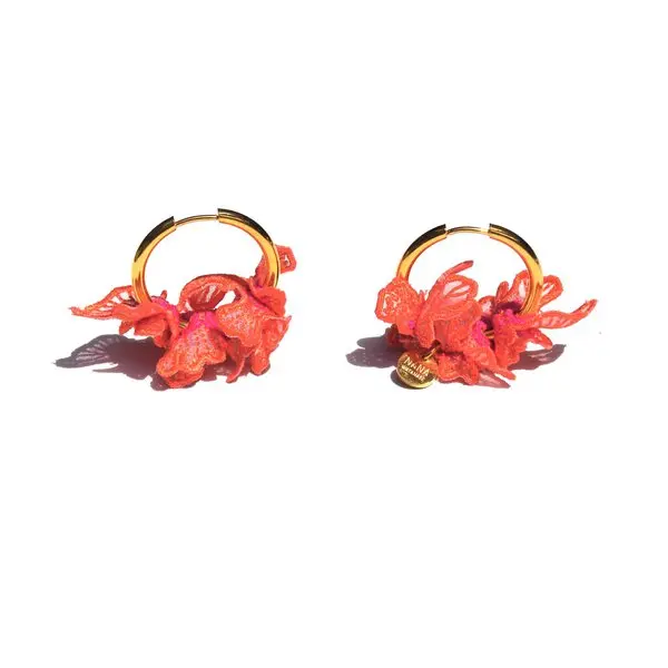 NANA WATANABE Swell Wave-inspired Embroidered Earrings - Pink