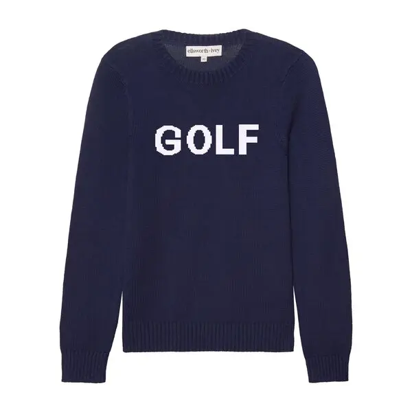 ELLSWORTH + IVEY Classic Golf Crewneck Navy And White - Blue