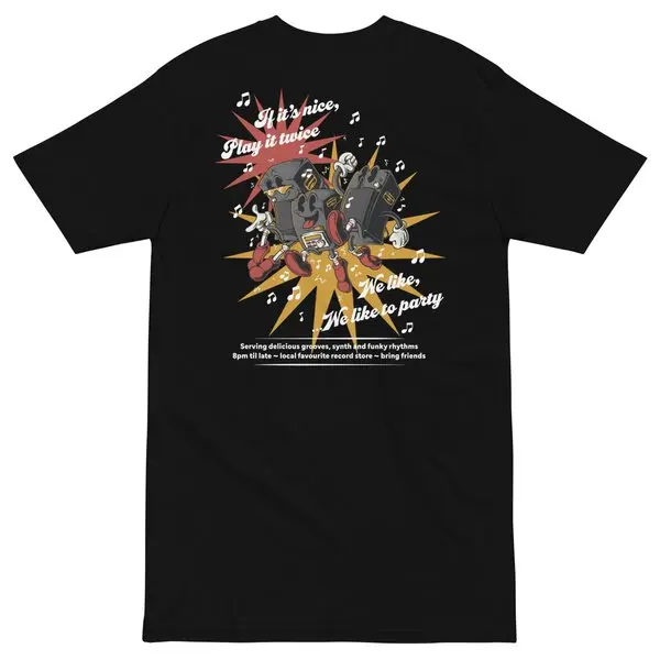 ANCHOR & CREW If It's Nice Play It Twice Disco! Cotton Embroidered Oversized T-shirt - Black
