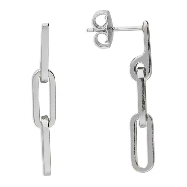 HARFI Paperclip Link Chain Everyday Drop Sterling Earrings - Silver