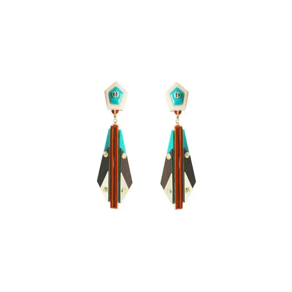 GISSA BICALHO Acrylic Handmade Earring Tower Cinnamon - Yellow