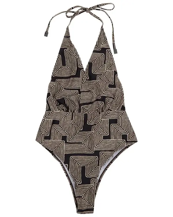 LORDS OF HARLECH Xena Inter Twine Halter One-piece Swimsuit - Black
