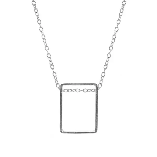 ANCHOR & CREW Bowen Box Mini Geometric Necklace Pendant - Silver
