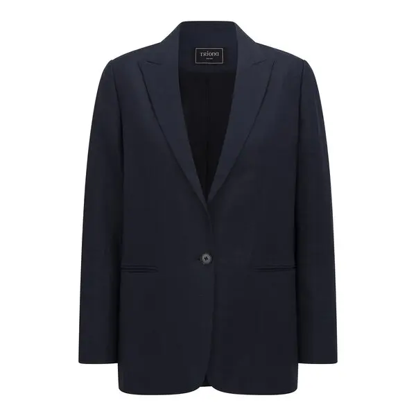 TRIONA Navy Cara Irish Linen Blazer - Blue