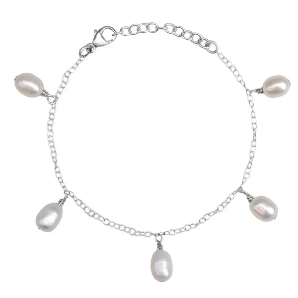 KIRI & BELLE Annalise Pearl Drop Charm Sterling Bracelet - Silver