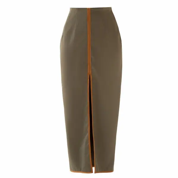 LA MUSA Gold Line Olive Skirt - Green