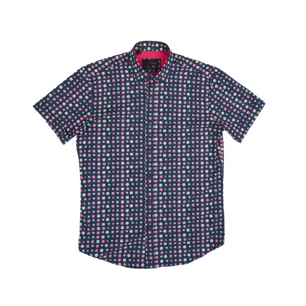 EIGHT X Flower Power Short Sleeve Button Down Shirt - Blue