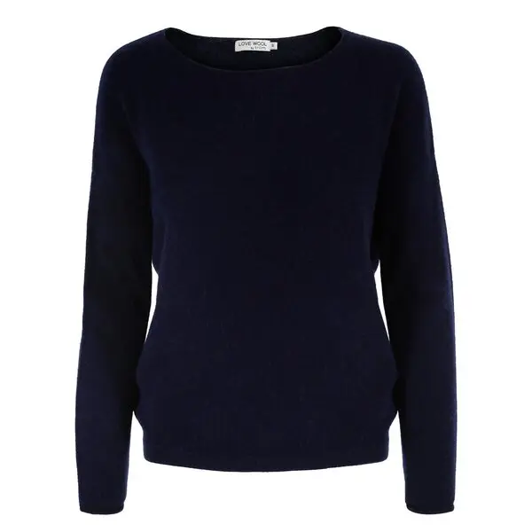 TIRILLM Ally" Cashmere Boatneck Pullover Navy - Blue