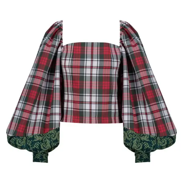 EMANMOON Plaid Top