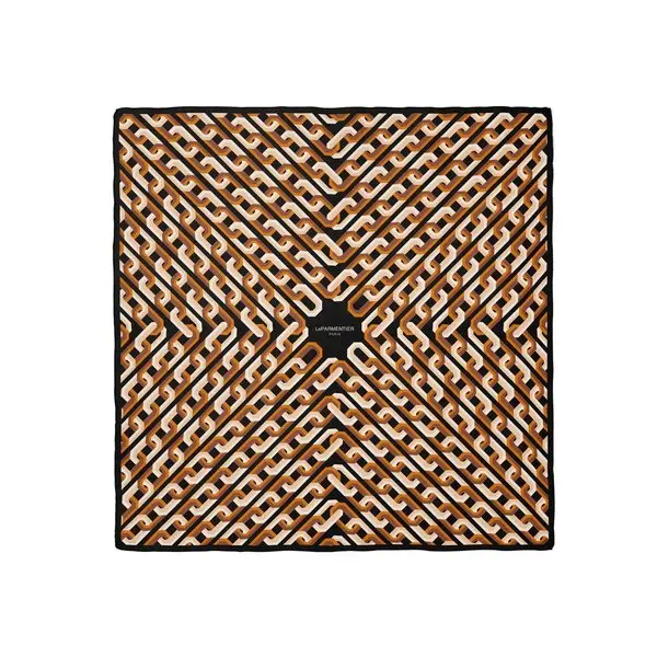 LE PARMENTIER Chain Motif Silk Square Scarf - Black