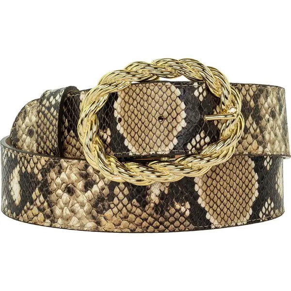 PEACHY BELTS LTD Python Print Belt With Gold Rope Buckle - Brown