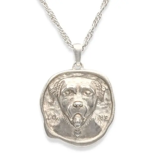 FRENVYRN Silver / Black Lars Reversible Dog Coin Necklace, Sterling Silver - Silver/black