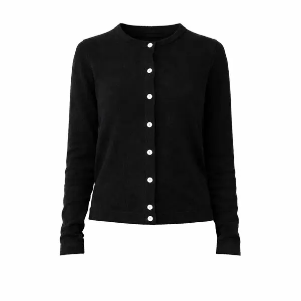 NUVV COLLECTION Fine Knit Cardigan With Buttons Wool And Cashmere Blend Italian Yarn - Black