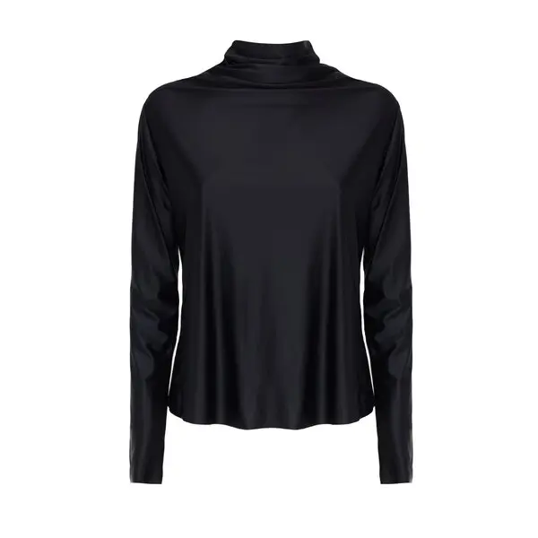 JULIA ALLERT Leather-look Long Sleeve Top - Black