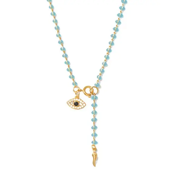 ALEXIE OF ATHENS Turquoise Protection Evil Eye Bead Lariat - Blue