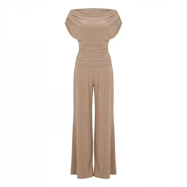 ATOM LABEL Neutrals Carbon Jumpsuit In Camel - Beige