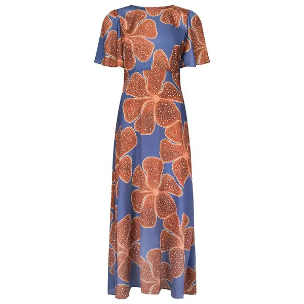 TRAFFIC PEOPLE Blue / Red Full Bloom Blue And Red Floral Rene Maxi Dress - Blue/red