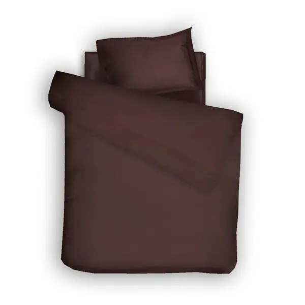 DECOFLUX HOME Cotton Bed Linen Set Solid Chocolate Oud - Brown