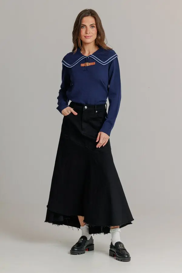 LOU&UP (FORMERLY LOUP CLOTHING) Everyday Stretch Denim Skirt - Black