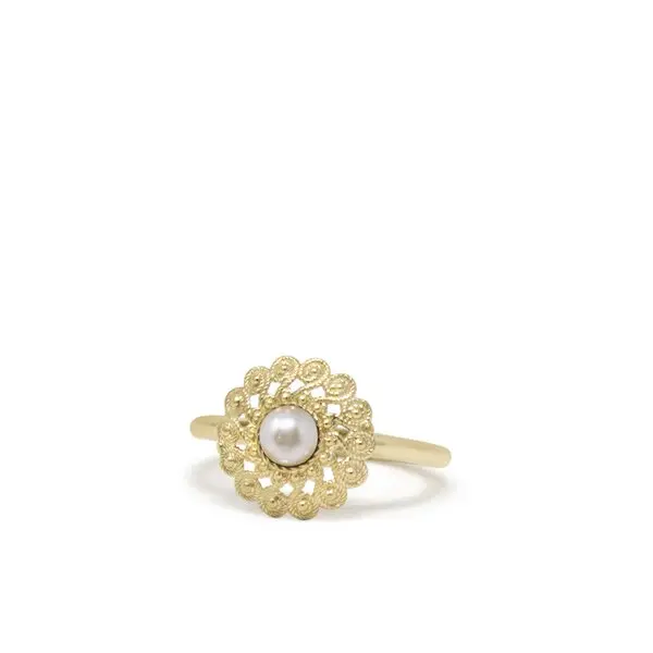 VINTOUCH ITALY Gold / White Filigrana Gold-plated Pearl Ring - Gold/white