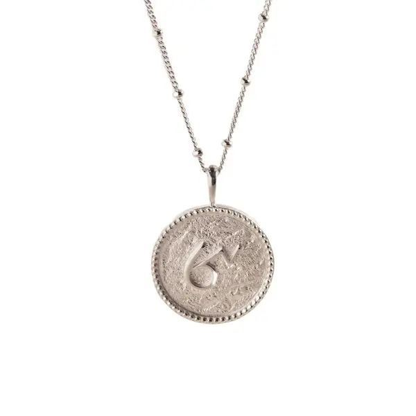 CLAIRE HILL DESIGNS Brave Shorthand Coin Necklace - Silver