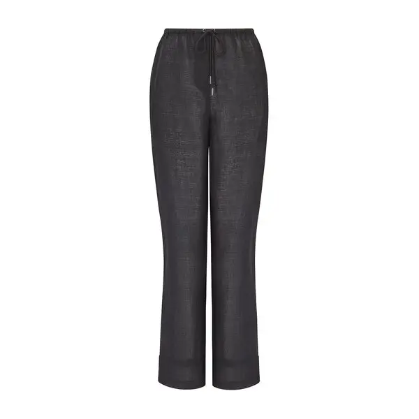 THE SUMMER EDIT Pearl Luxe Linen Drawstring Trouser - Black