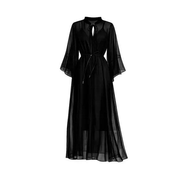 TANTRA SPAIN SL Semi-transparent Dress With Ruffled Sleeves And Pleats At The Hem. Separate Lining - Black