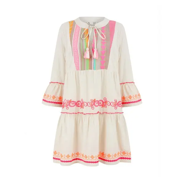 YUMI Embroidered Cotton Tunic - White
