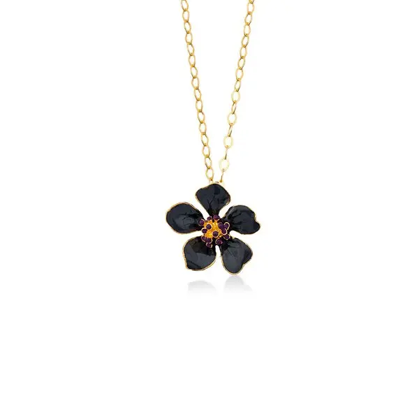 MILOU JEWELRY Cherry Blossom Flower Necklace - Grey