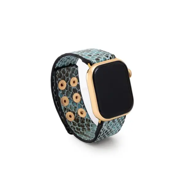 Saachi Leather Scale Apple Light Watch Band - Blue