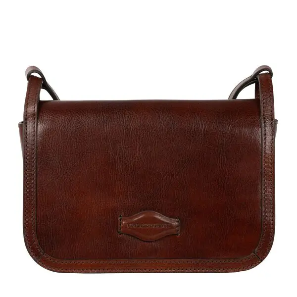 TIME RESISTANCE Leather Crossbody Bag Il Piacere - Brown