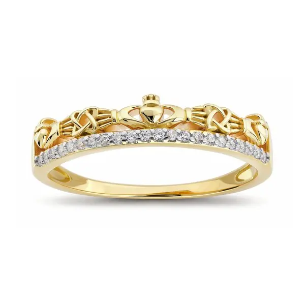 KYLIE HARPER Diamond Cz Claddagh Band Ring - Gold