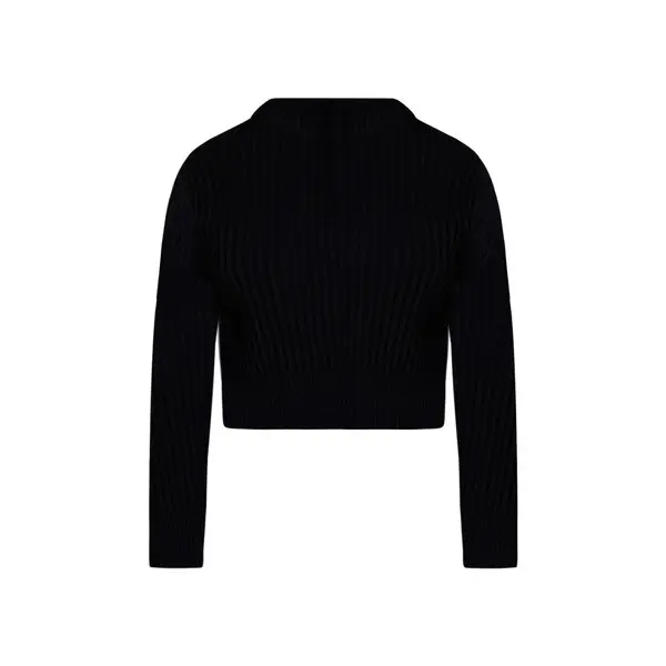 KNOWN SUPPLY Cropped Ribbed Sweater Diamond - Black