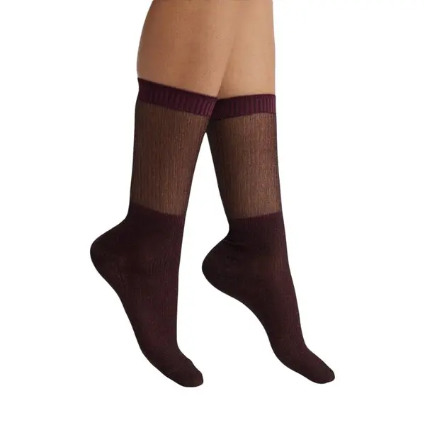 HIGH HEEL JUNGLE BY KATHRYN EISMAN Glitter Dance Socks Burnt Maroon - Eed