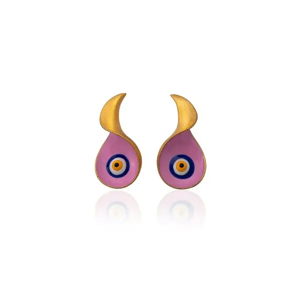 MILOU JEWELRY Evil Eye Earrings - Pink