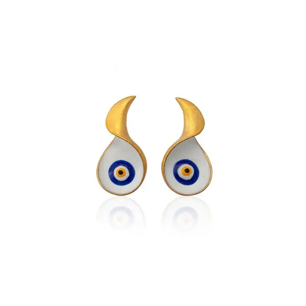 MILOU JEWELRY Evil Eye Earrings - White