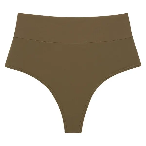 MONTCE Khaki Added Coverage High Rise Bikini Bottom - Green