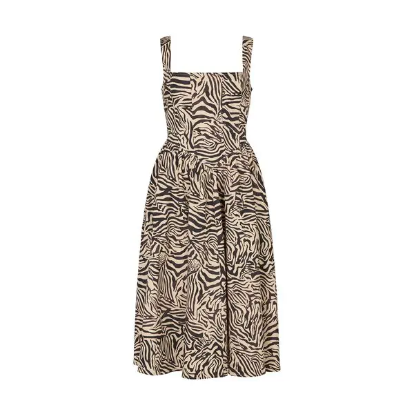 LILY AND LIONEL Neutrals / Hayley Corset Inspired Zebra Print Midi Dress In Multi - Brown