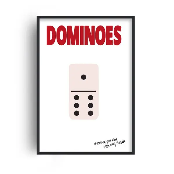 FANCLUB Black / Red Dominoes Retro Game Giclée Art Print A2 - Black/red