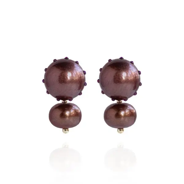 SAULE LABEL Livia Earrings In Chocolate Cherry - Brown