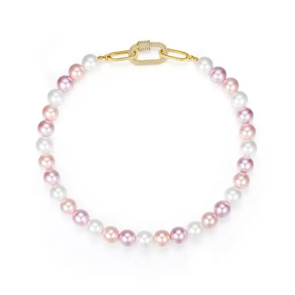 CLASSICHARMS Small Shell Pearl Necklace With Gem-encrusted Carabiner Lock - Pink