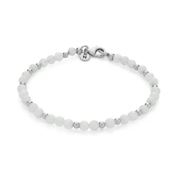 NELLOU JEWELLERY Neutrals Jewel Bead June Birthstone Bracelet Sterling Silver Rainbow Moonstone - Gray