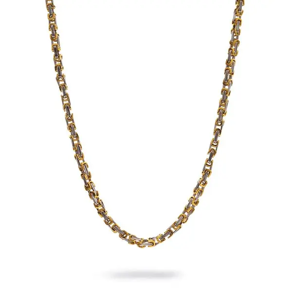 EBRU JEWELRY Gold / Silver Two Color Design Bold Chain Necklace Silver Gold - Gold/silver