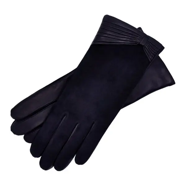 1861 GLOVE MANUFACTORY Varese Leather Gloves In Navy Nappa Suede Leather - Blue